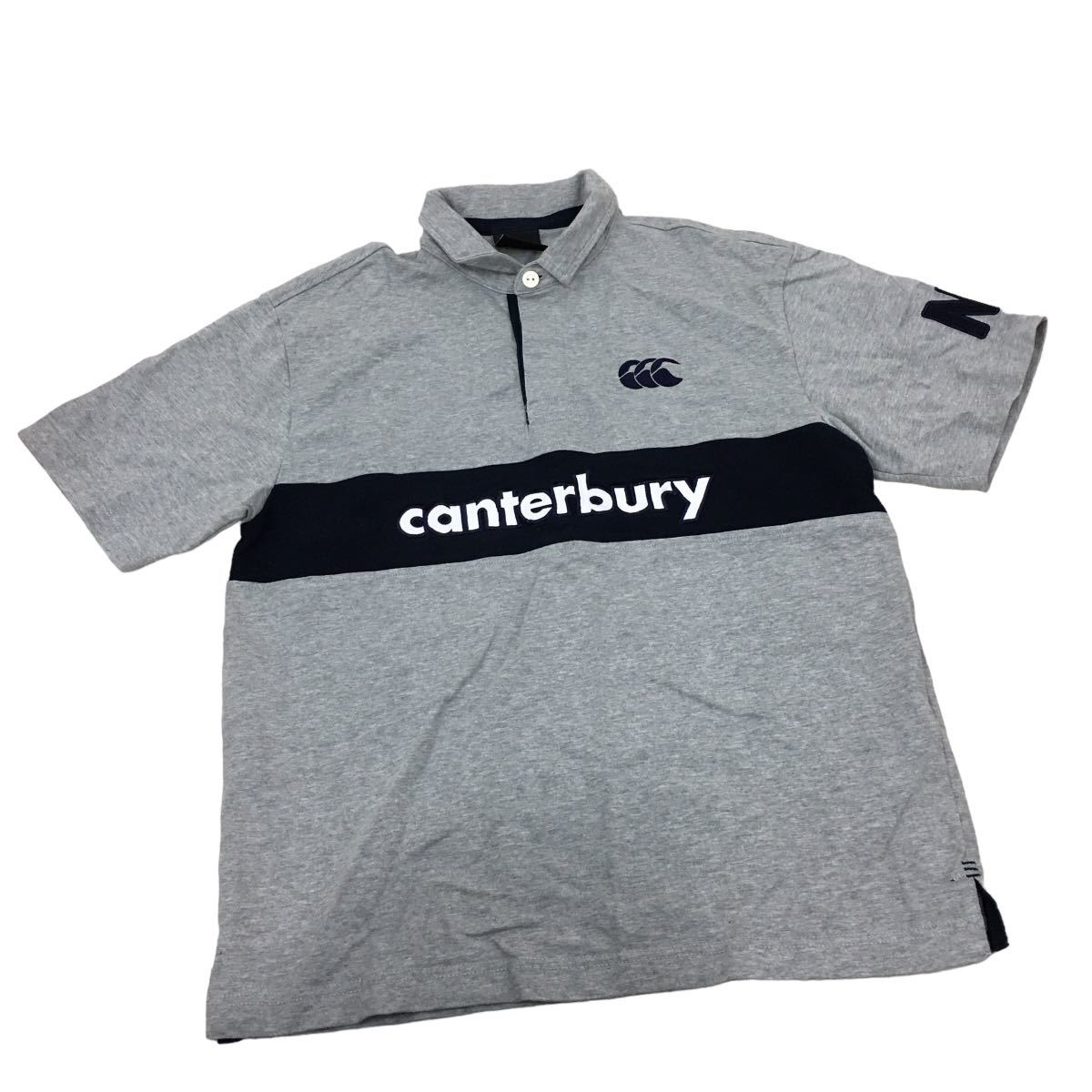NC128 Canterbury カンタベリー ラガーシャツ 半袖 ポロシャツ シャツ トップス カットソー メンズ M グレー コットン 綿 ...