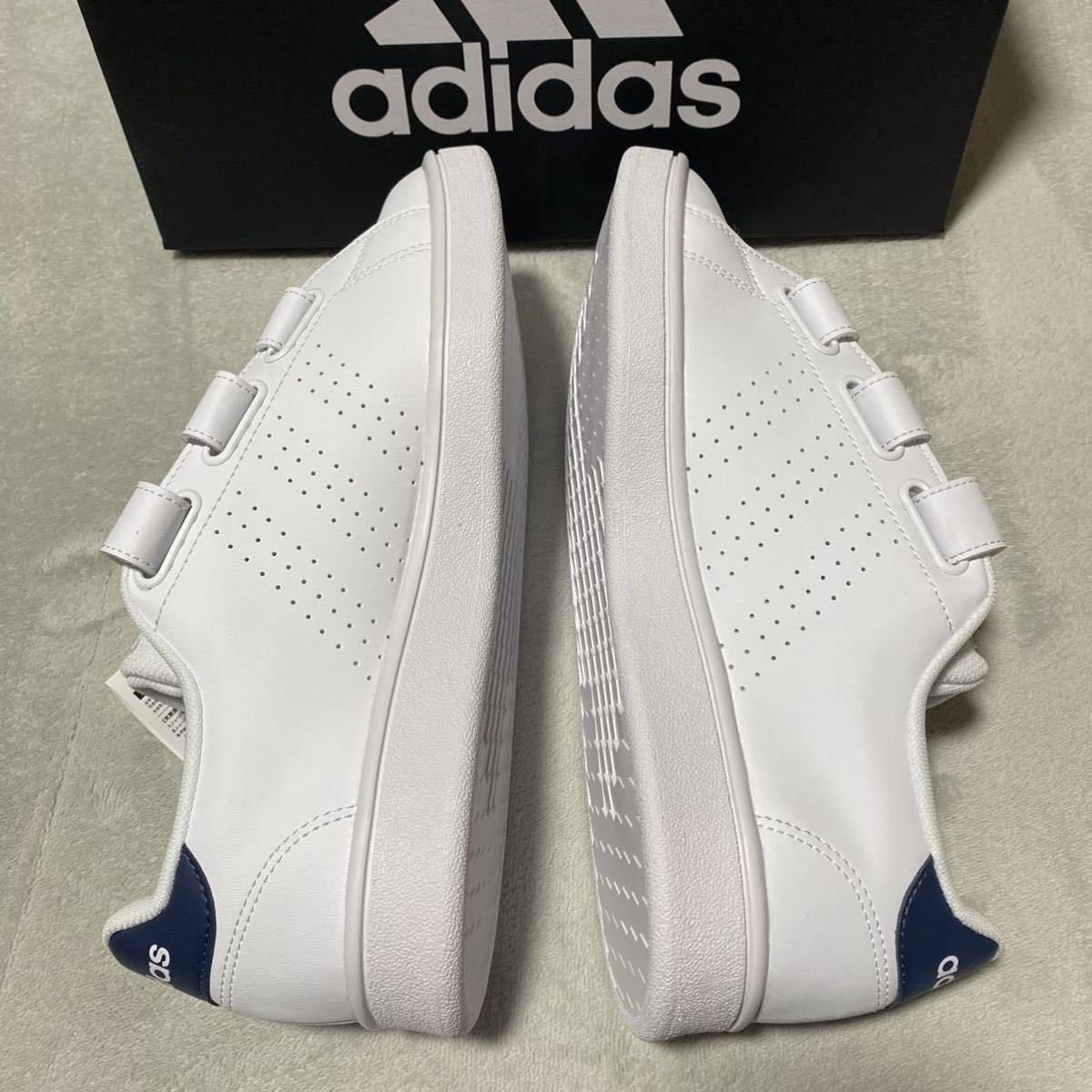 adidas ADVANCOURT BASE VELCROU アディダス アドバンコート ベース ベルクロ 白 紺 正規品 27.0 US9 ...
