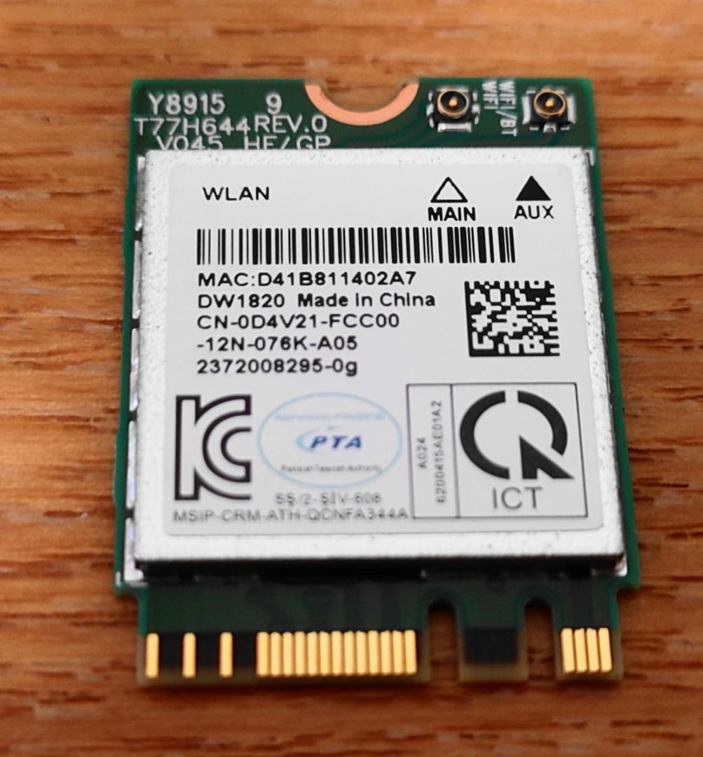 Dell デル Wireless 1820 DW1820 無線LANカード 802.11ac WiFi + Bluetooth 内蔵ワイヤレスLAN(LANカード)｜売買されたオークション情報 ...