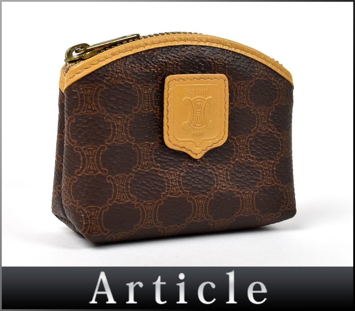 146354 CELINE セリーヌ マカダム柄 コインケース 小銭入れ PVC レザー ブラウン メンズ レディース オールドセリーヌ/ C ...