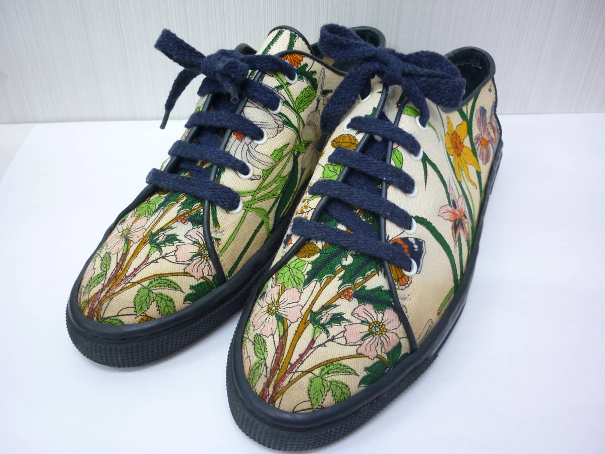 GUCCI オールドグッチ フラワー スニーカー 132-1003 37 B フローラル ベージュ ネイビー(スニーカー)｜売買されたオークション情報、yahooの商品情報をアーカイブ公開 ...