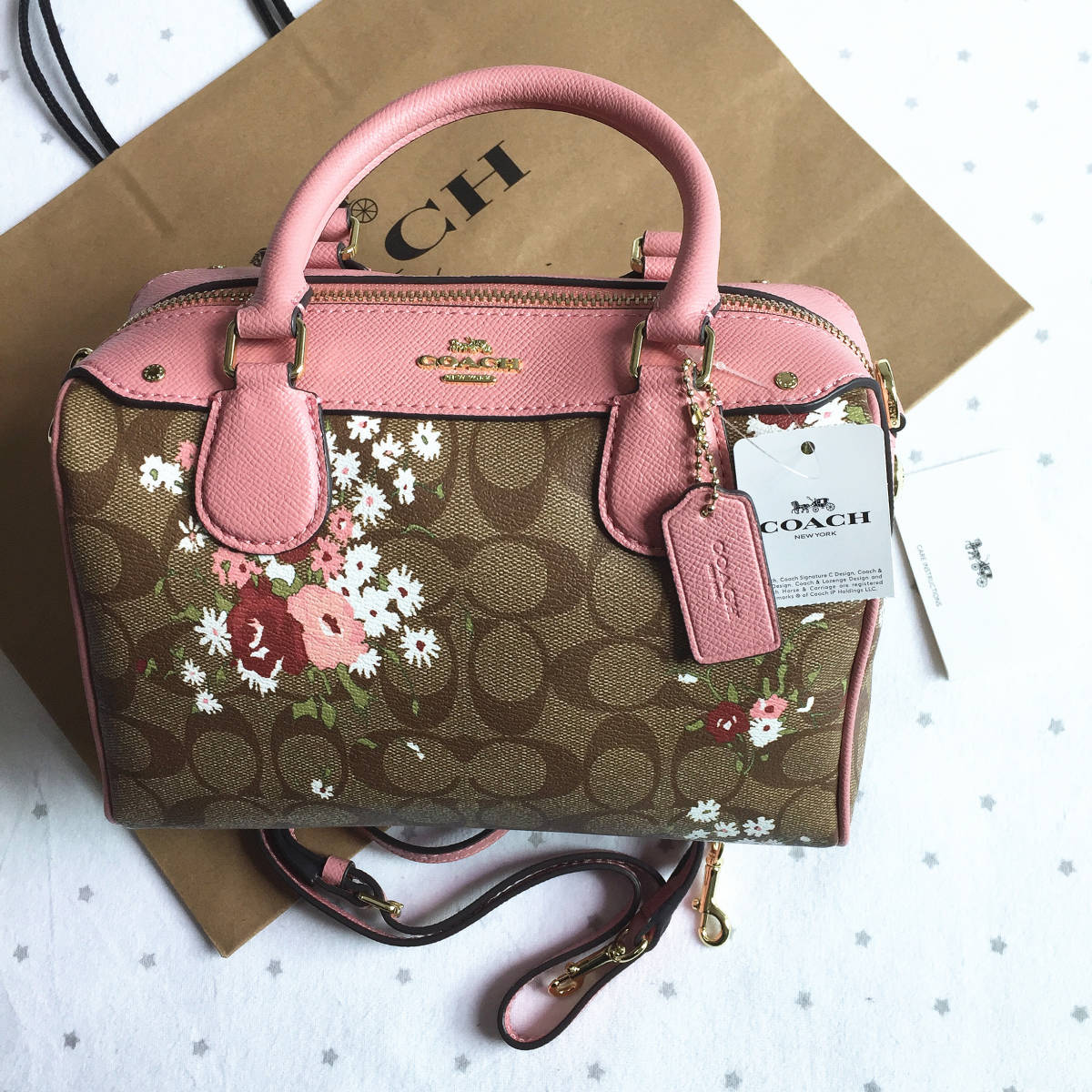COACH コーチバッグ F29631 花柄 ハンドバッグ ショルダーバッグ 手提げバッグ レディース アウトレット品 保存袋(ハンドバッグ ...