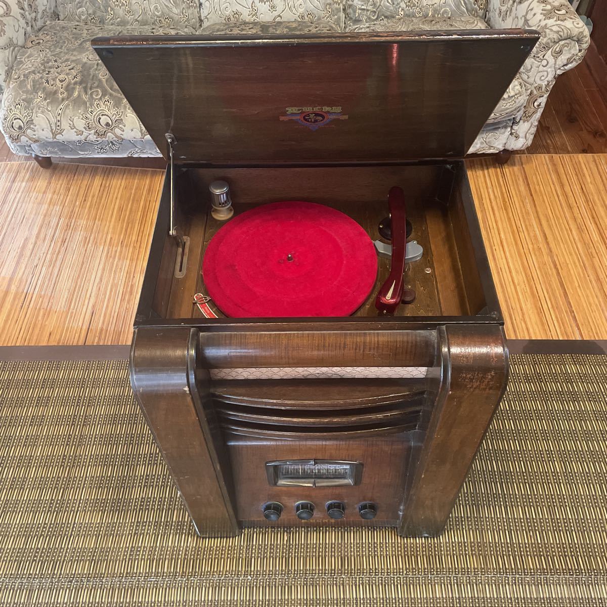 動画記載 LUCKY SAKAI LUCKY RADIO CASE CO. ラッキー 真空管 ラジオ 蓄音機 昭和レトロ 木製 レコード(本体 ...