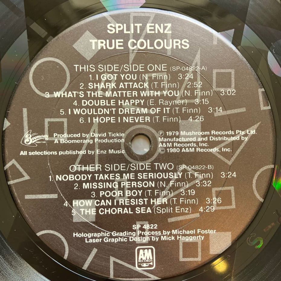 エッチング加工盤 Etched 帯 LP Split Enz スプリット エンズ True Colours 1980年 AY-28001 Purple cover Crowded House ...