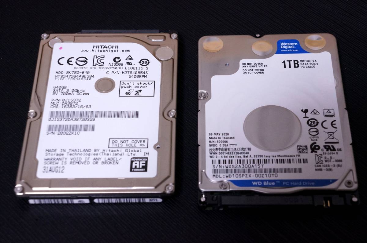状態 正常 4個セット 合計 約2.9TB WD HGST 日立 2.5インチ HDD WD10SPZX 1TB 5K1000-750 ...