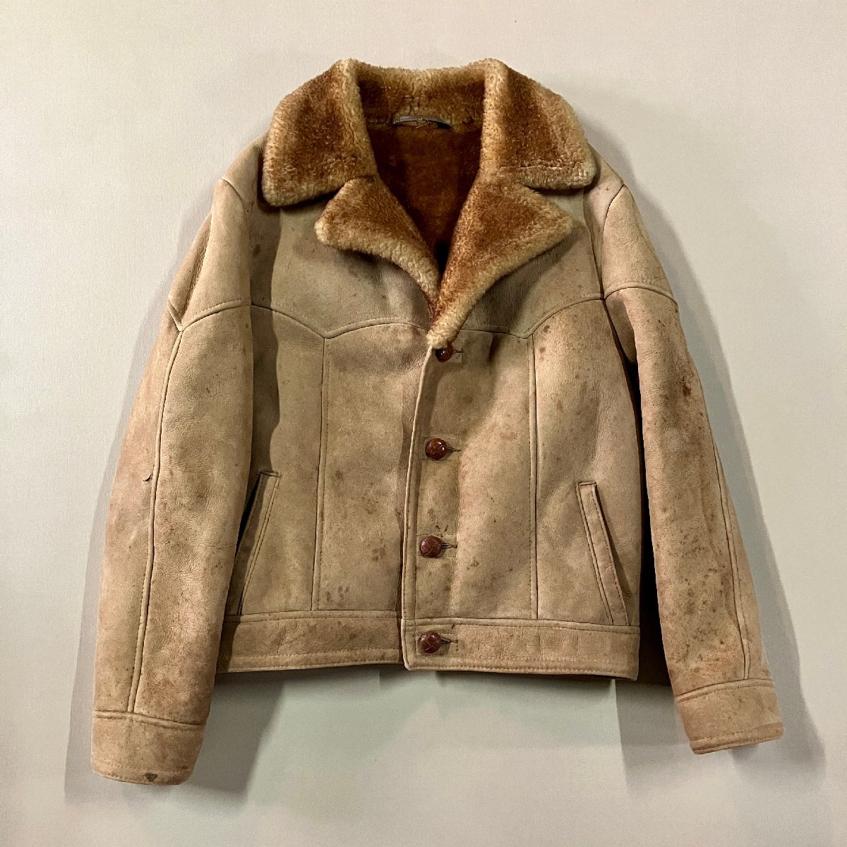 vintage ARDNEY アードニー ムートンジャケット コート USA製 シアリング ベージュ系 アウター ヴィンテージ ブラウン ...