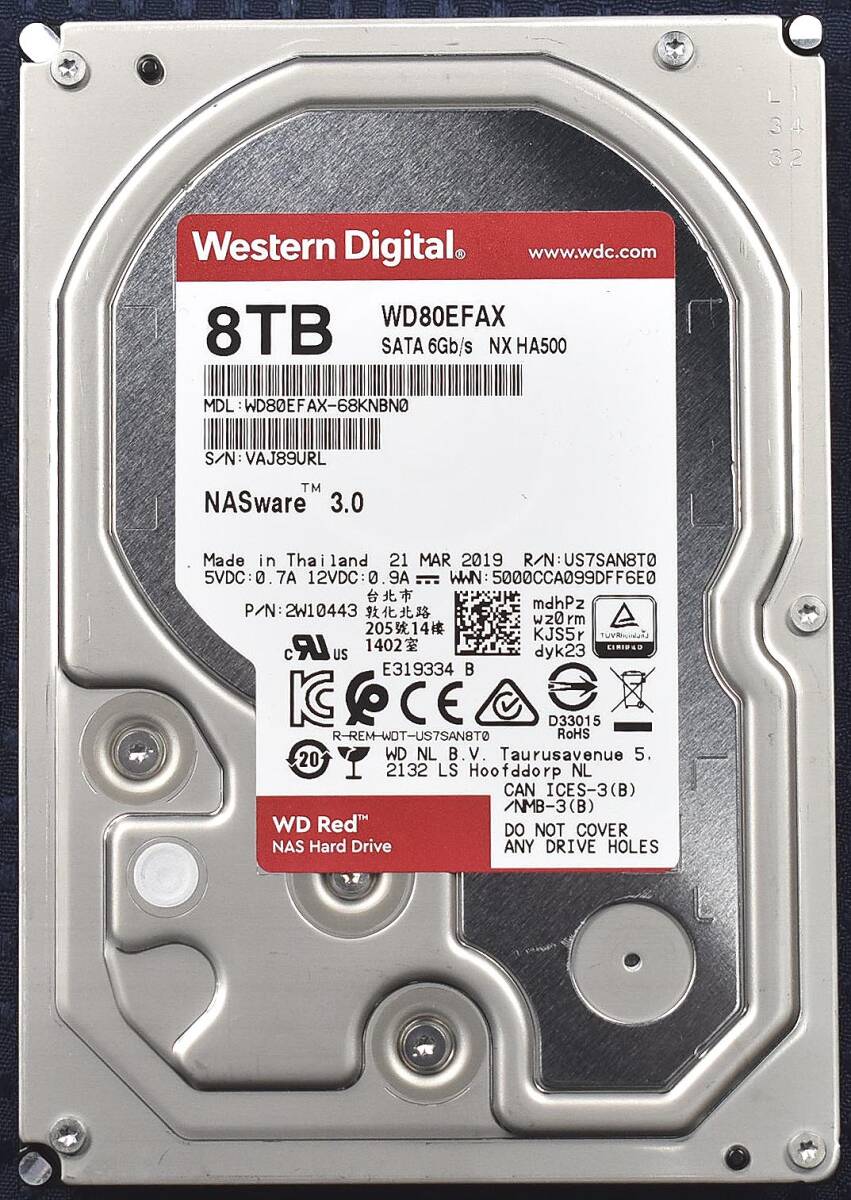 Western Digital WD80EFAX WD Red NAS RAID 8TB 5 400rpm SATA HDD 2019年製 ...