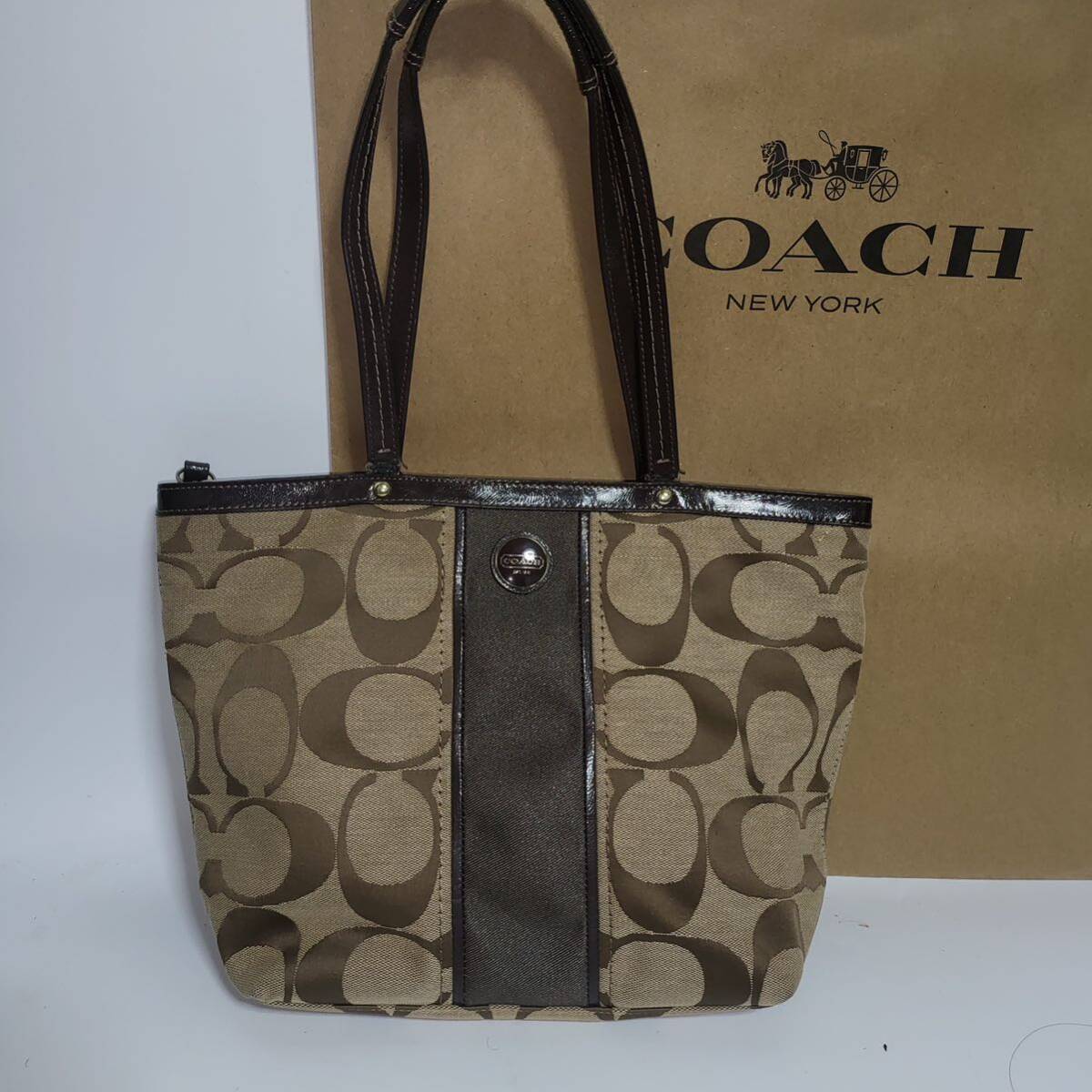 に近い///COACHコーチ2wayセミショルダーバッグトートバッグブラウン茶シグネチャー総柄21950(トートバッグ)｜売買された ...