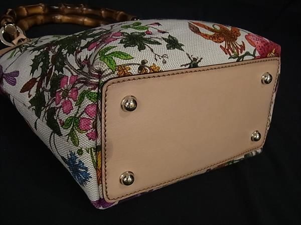 1円 GUCCI グッチ 140203 2123 バンブー キャンバス×レザー 花 フラワー ハンドバッグ ミニトート アイボリー系 FA9892(バンブーライン)｜売買されたオークション情報 ...