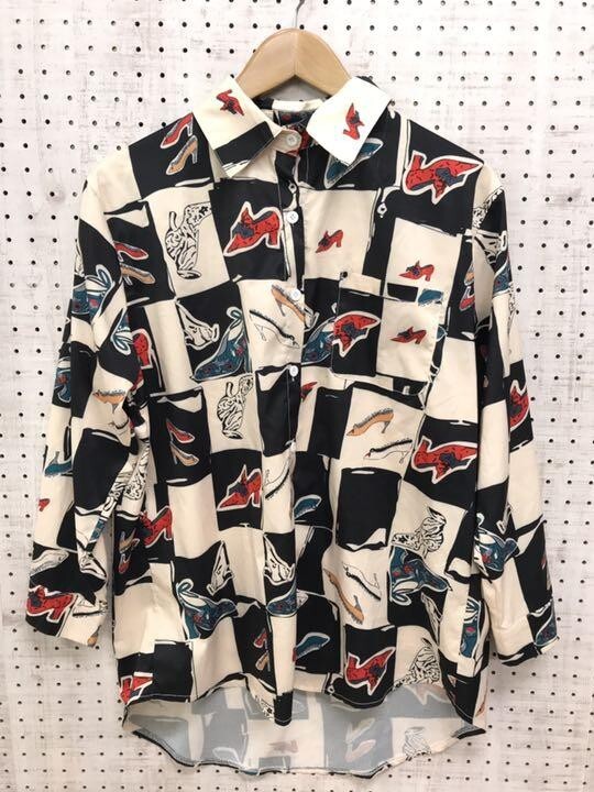 Libby&Rose レディース 昭和レトロ オールド モード 古着 ハイヒール総柄 ロング丈 長袖シャツ ブラウス 大きいサイズ ベージュ×黒(Lサイズ)｜売買されたオークション情報 ...