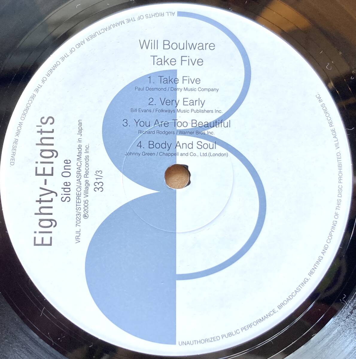 盤面 Will Boulware / Take Five Eighty-Eight's VRJL 7009 2002 JPN EX- Richard Bona/Bill Evans/Paul ...