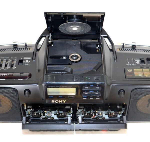 稀少リモコン付属 SONY ソニー CFD-DW95 MkⅡ DoDeCaHORN CD W cassette RM-C100 ドデカホーン RADIO CASSETTE CORDER バブル ...