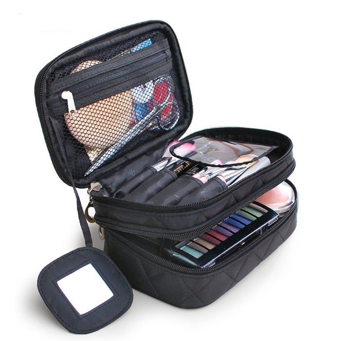VAPS_1 ダブルジッパー 化粧ポーチ ブラック 収納 化粧ポーチ メイクポーチ 大容量 整理 ケース トラベルポーチ 小物入れ 送込(化粧ポーチ)｜売買されたオークション情報、yahooの ...