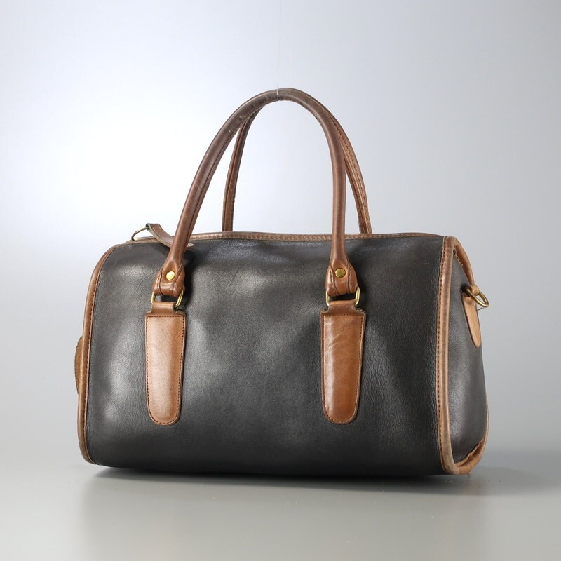 TI5642 USA製 オールドコーチ COACH 9912 グラブタンレザー ハンドバッグ ミニボストンバッグ 鞄 バイカラー ブラック× ...