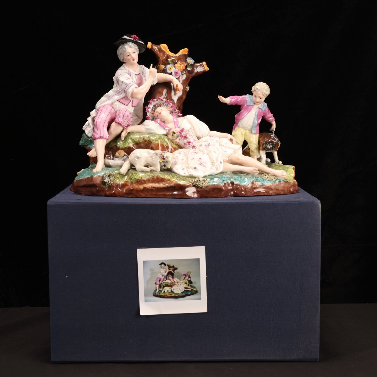 珍品堂 1円から E034 Meissen マイセン 置物 女性子供と犬 本物保証 19世紀 共箱 フィギュリン フィギュア 人形 サイズ約:32x18xH23cm(マイセン)｜売買された ...