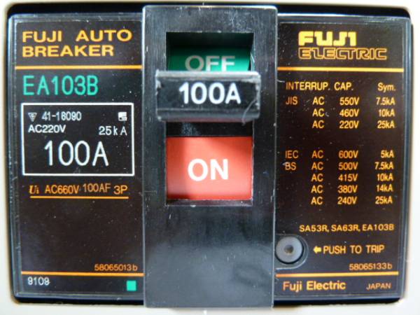 FUJI AUTO ブレーカ EA103B 100A(漏電ブレーカー)｜売買されたオークション情報、yahooの商品情報をアーカイブ公開 ...