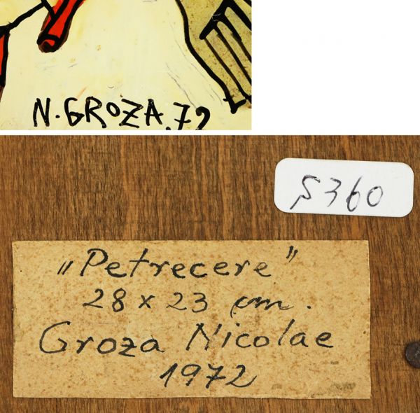16B1560d 独自描写傑作品 Groza Nicolae ガラス絵 Petrecere(人物画)｜売買されたオークション情報、yahooの ...