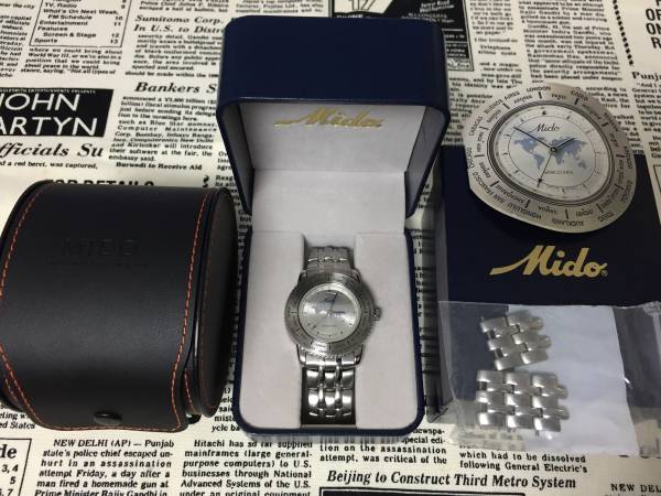 MIDO WORLDTIMER SWISS WATCH ミドー ワールドタイマー 絶版腕時計(2針（時、分）)｜売買されたオークション情報、yahooの商品情報をアーカイブ公開 ...