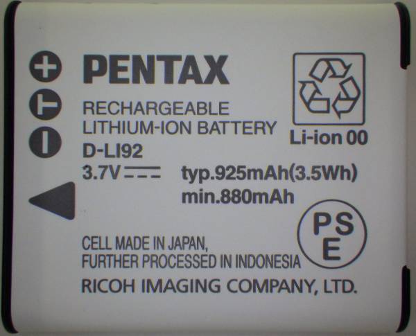 純正 PENTAX 充電式リチウムイオンバッテリー D-LI92(ペンタックス)｜売買されたオークション情報、yahooの商品情報をアーカイブ ...