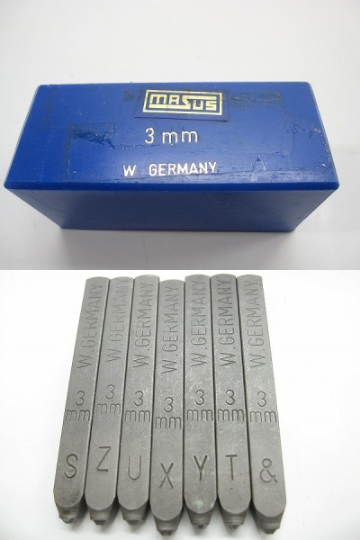 山賊村【62点セット MASUS 数字 英字 刻印 2～3mm ドイツ製】宅/C1324/M/1229-080｜ポンチ、刻印