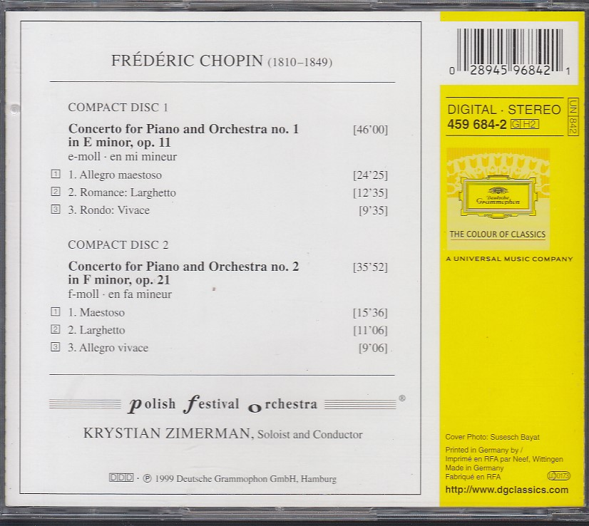クリスティアン ツィマーマン/ショパン ピアノ協奏曲1&2番 独盤輸入2CD 状態良好DG(協奏曲)｜売買されたオークション情報、yahooの商品情報をアーカイブ公開 - オークファン ...