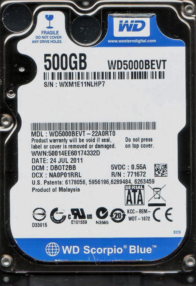 2.5インチ WesternDigital WD5000BEVT-22A0RT0 500GB SATA 5400rpm(500GB～)｜売買さ ...