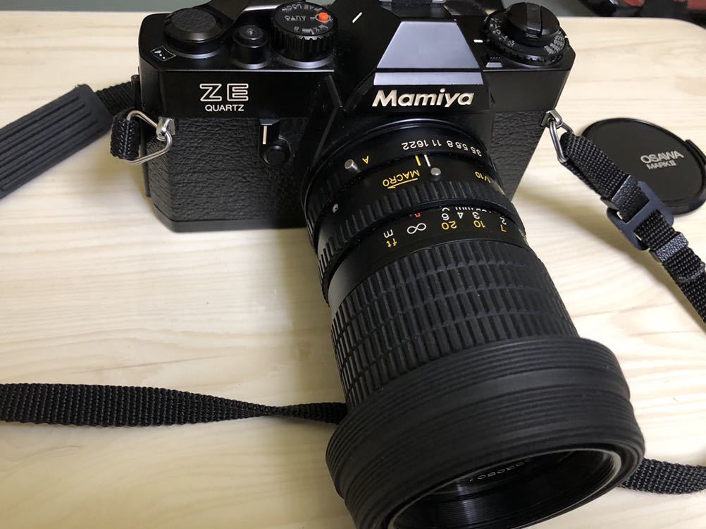 mamiya ze quartz OSAWA MC 1:3.5-4.5 35-105mm MACRO 55 ストロボ付き ジャンク品 ...