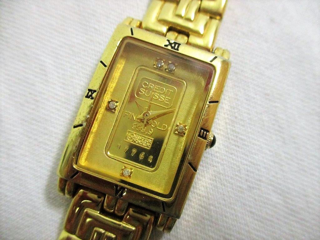 CREDIT SUISSE クレジットスイス 腕時計 999.9 FINE GOLD gold ingot 1g クォーツ FK-929-C ...