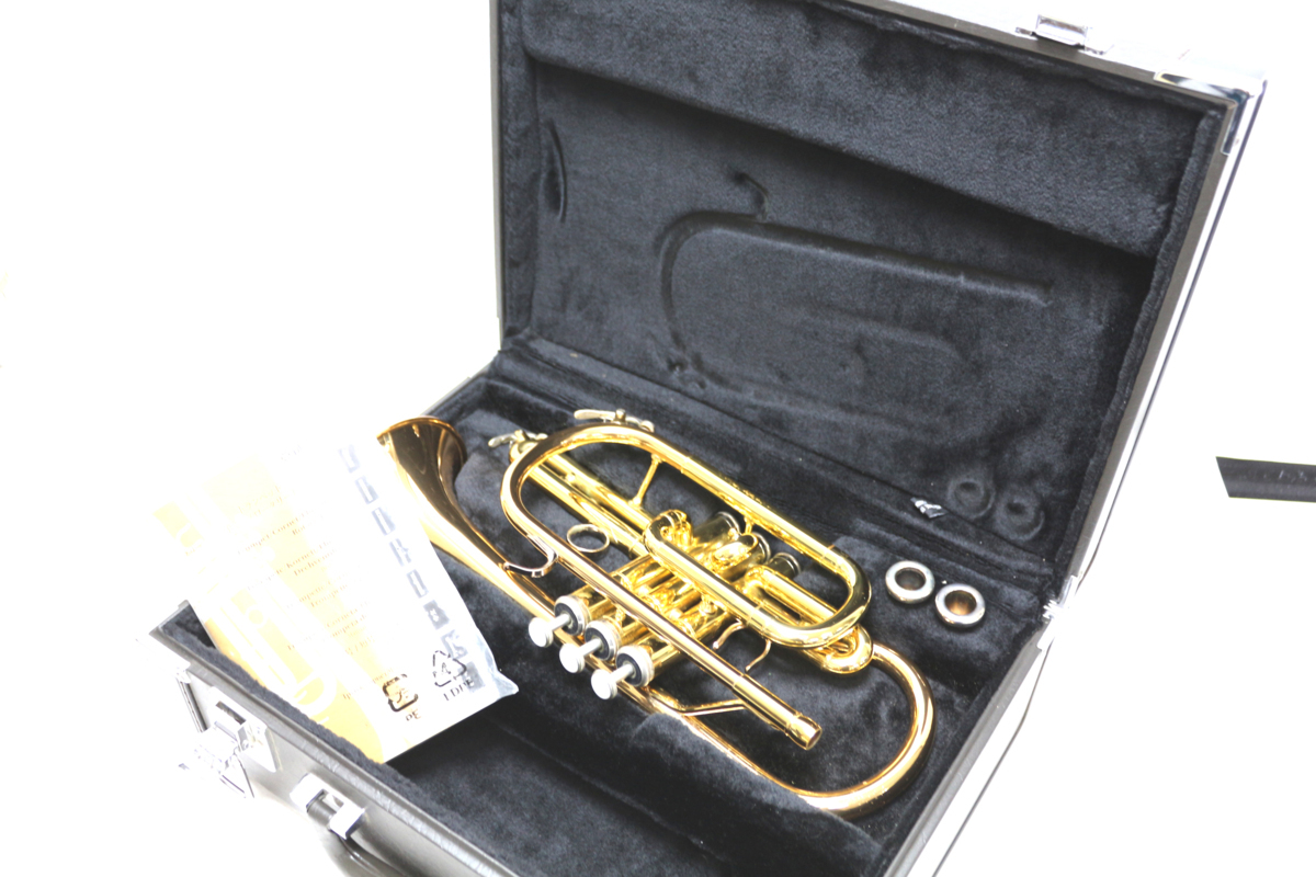 11-1136 ジャンク YAMAHA ヤマハ コルネット YCR4330G マウスピース2個付属 13E4 11E4 サビや凹みあり 動作未 ...
