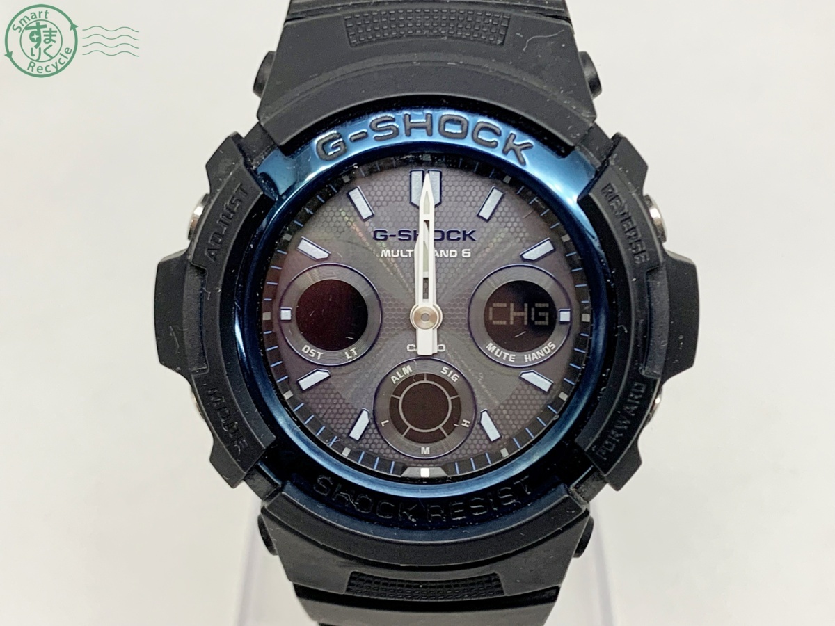 No.1645 CASIO カシオ G-SHOCK TOUGH SOLAR 電波ソーラー 5230 AWG-M100A MULTIBAND6 ブラック×ブルー メンズ 腕時計 Gショック ...