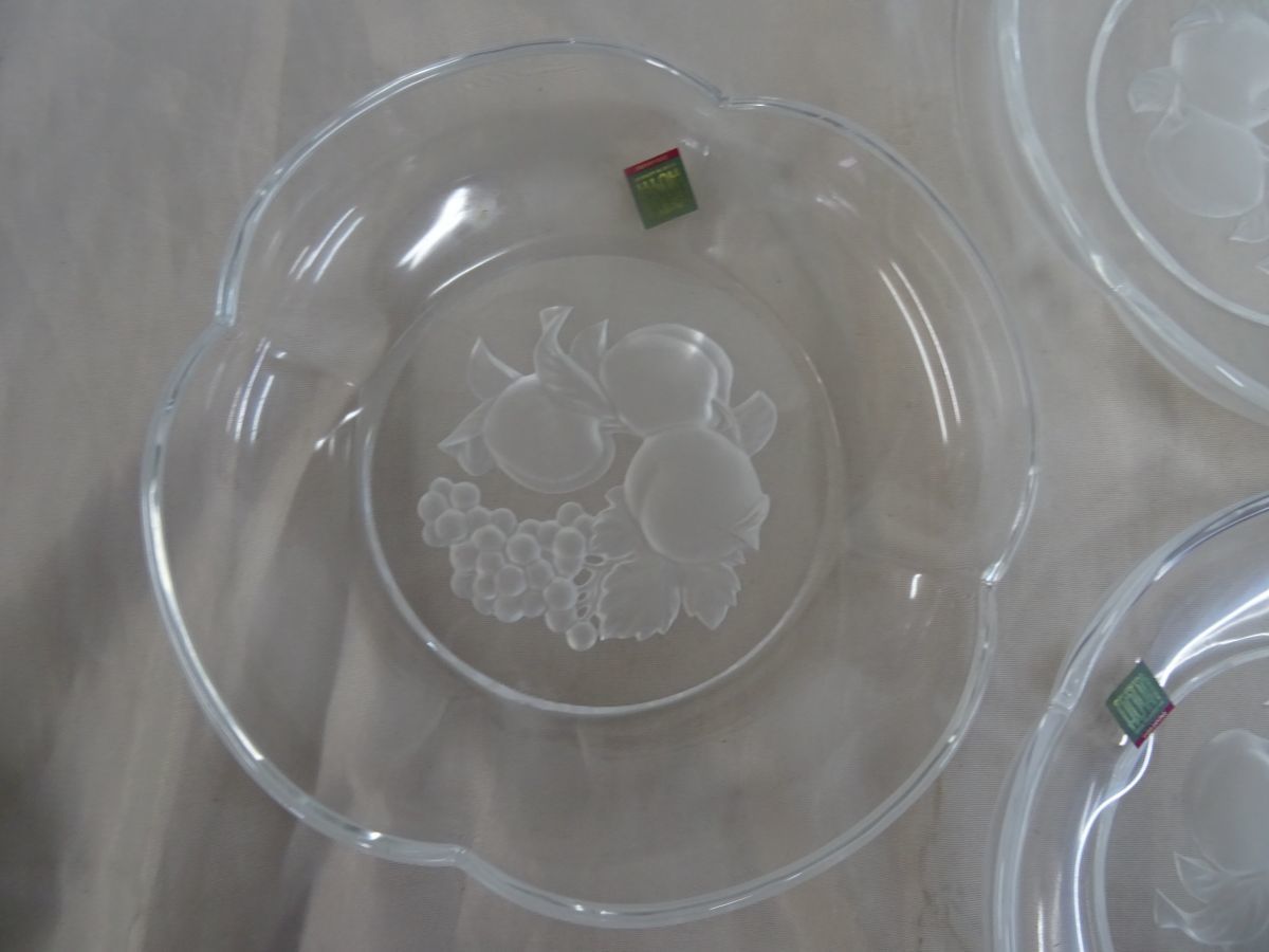 FG825 HOYA ART ENGRAVING SERIES フルーツ文 銘々皿 小皿 紙箱 CDS3011 MADE IN JAPAN 5 ...