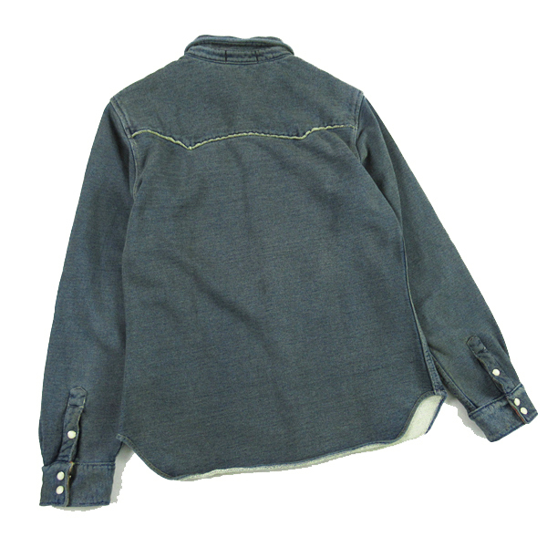 111818 Polo Ralph Lauren ポロラルフローレン スウェット素材 ネイティブ柄裏地 ユーズド加工 ウエスタンシャツ L(L ...