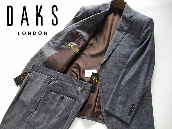 18 7万円 秋冬 日本製 ダックス DAKS LONDON×Loro Piana 高級 ウィンドウペンチェック柄 ウースーツ BB5 ...