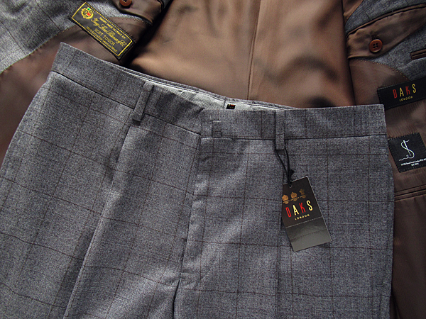 18 7万円 秋冬 日本製 ダックス DAKS LONDON×Loro Piana 高級 ウィンドウペンチェック柄 ウースーツ BB5 ...