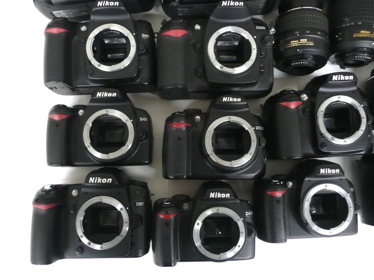 ジャンク カメラ Nikon D1 D1x D40 D40x D70 D80 D90 D200 D5000 18-200mm 3.5-5.6 G ED VR 等 計25台セット J1879M ...