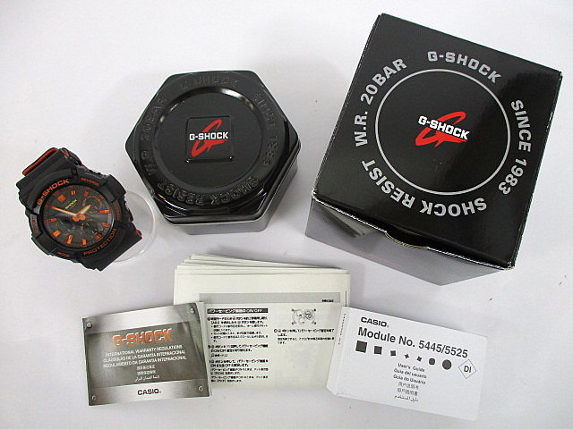 1円 CASIO カシオ G-SHOCK ジーショック GAS-100BR-1A 5445 ブラック×オレンジ 腕時計 メンズ 現状 稼働品 ...
