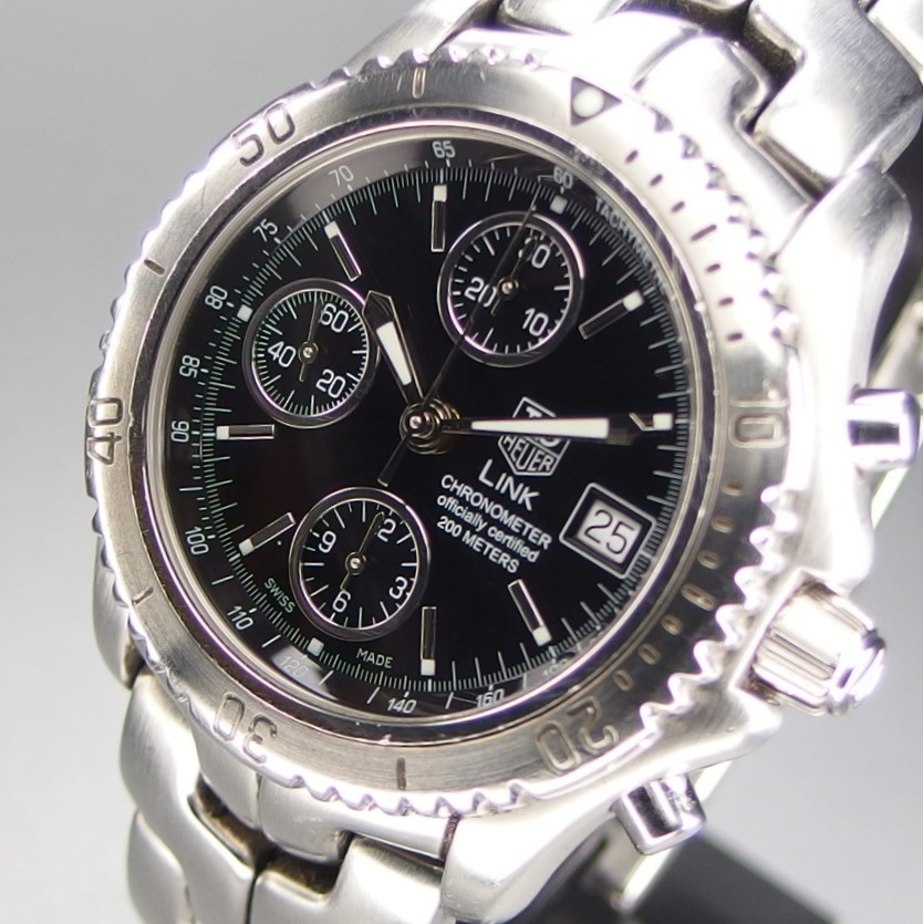 クロノメーター クロノ ATモデル Tag Heuer LINK リンク 200M Ref.CT5111 自動巻き SS ブラックダイヤル メンズ 腕時計 箱付(リンク)｜売買された ...