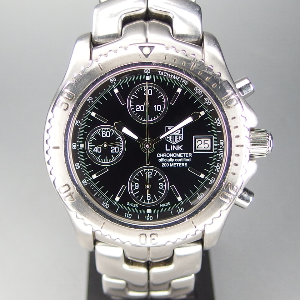 クロノメーター クロノ ATモデル Tag Heuer LINK リンク 200M Ref.CT5111 自動巻き SS ブラックダイヤル メンズ 腕時計 箱付(リンク)｜売買された ...