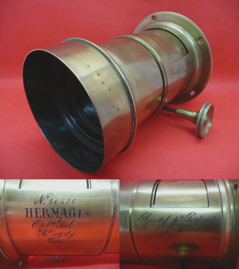 極 大判バレルレンズ HERMAGIS/エルマジー Objectif p.r Portrait no.6 ペッツバール 外観レンズとも ...