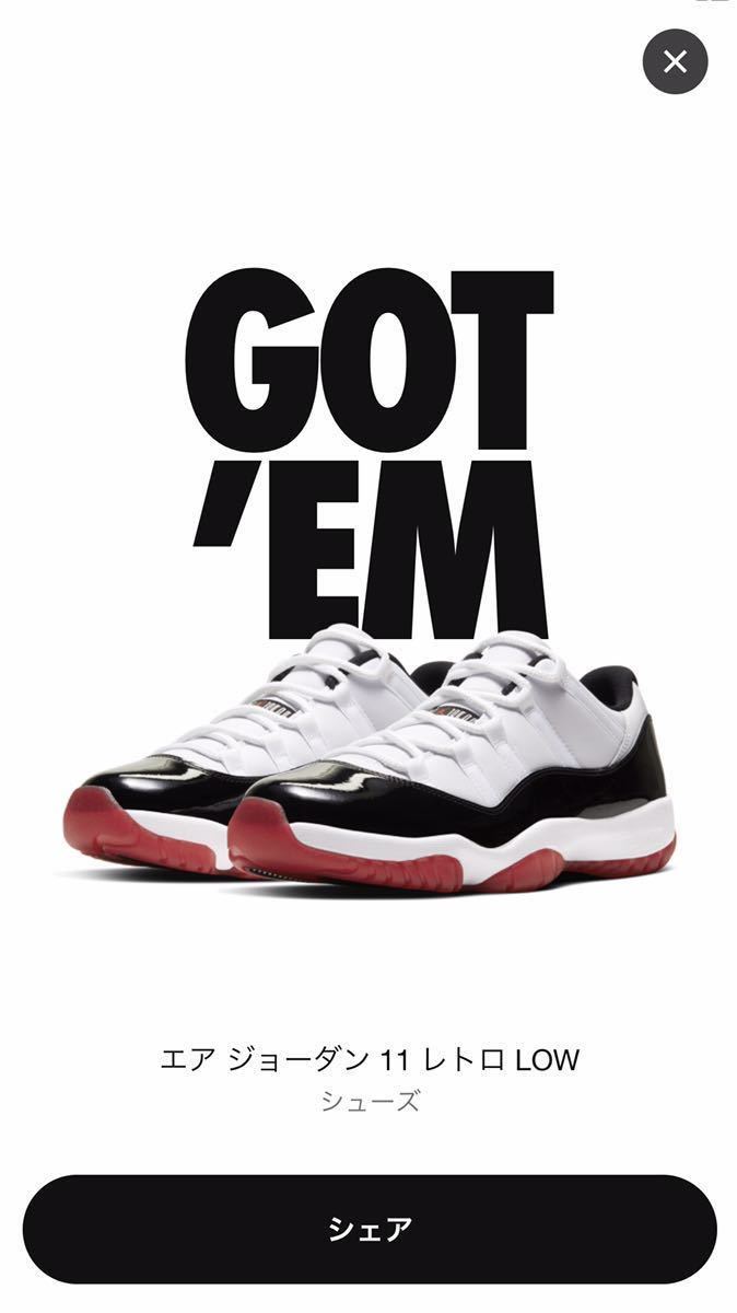 SNKRS購入 未着用 NIKE AIR JORDAN 11 LOW GYM RED CONCORDE BRED ナイキ エア ジョーダン11 ...