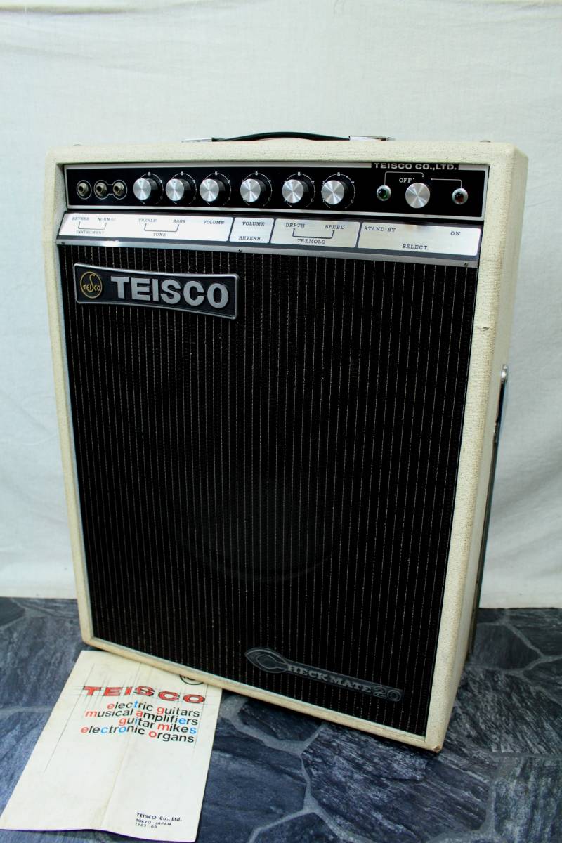 TEISCOテスコ CHECK MATE 20チェックメイト 真空管ギター アンプ パンフレット付 通電確認OK 昭和レトロ当時物ビンテージ ...