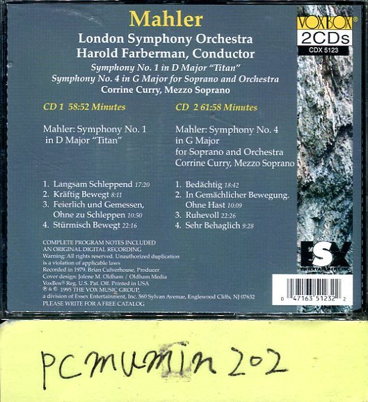 マーラー：交響曲第1番 巨人 ＆第4番/ Harold Farberman 2CD(交響曲)｜売買されたオークション情報、yahooの商品情報 ...