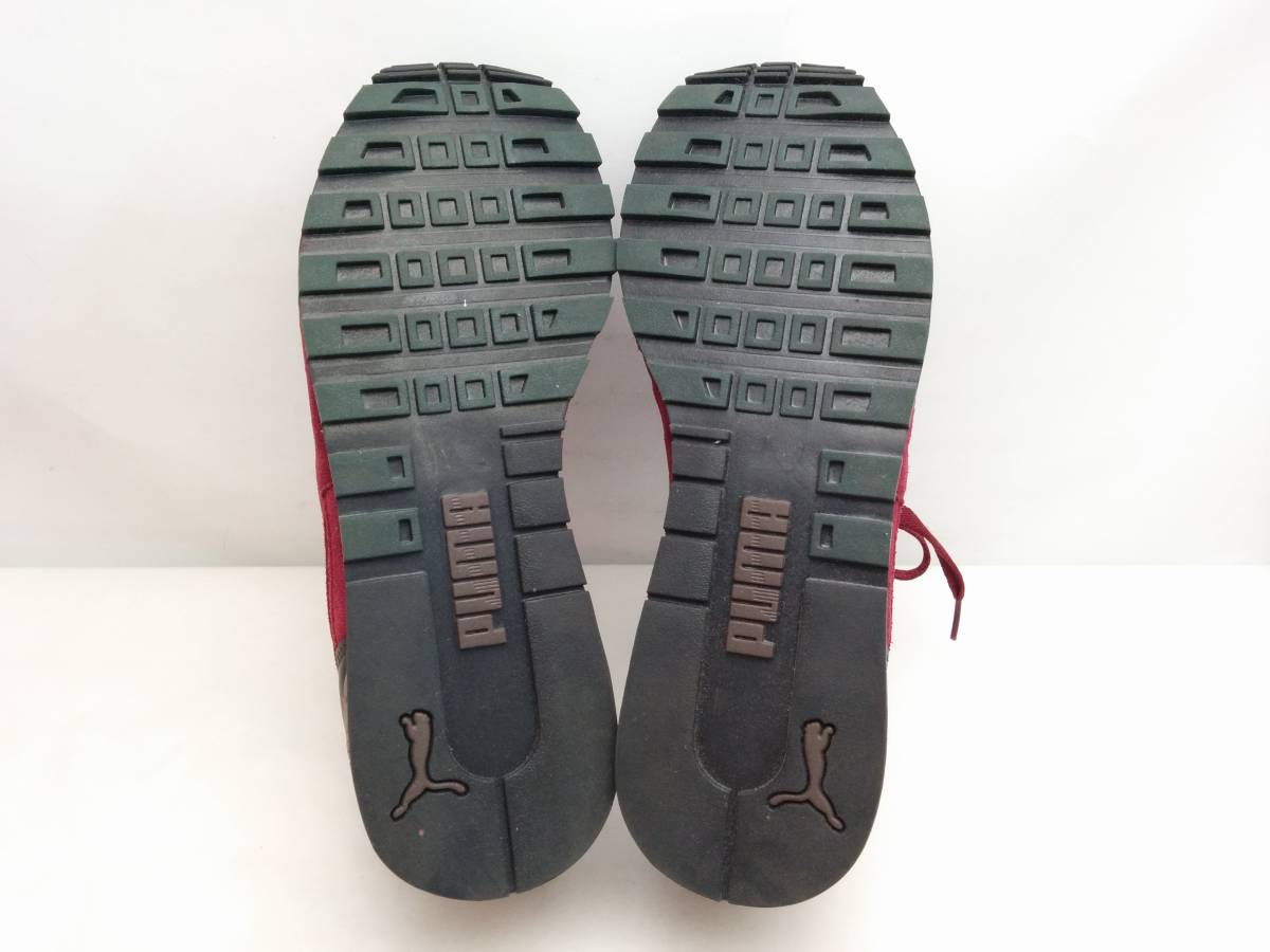 保管品 puma プーマ TX3 NM ランニングシューズ 26.5cm 赤 レッド×カーキ TX-3 茶色の靴紐付き 天然皮革使用 ...