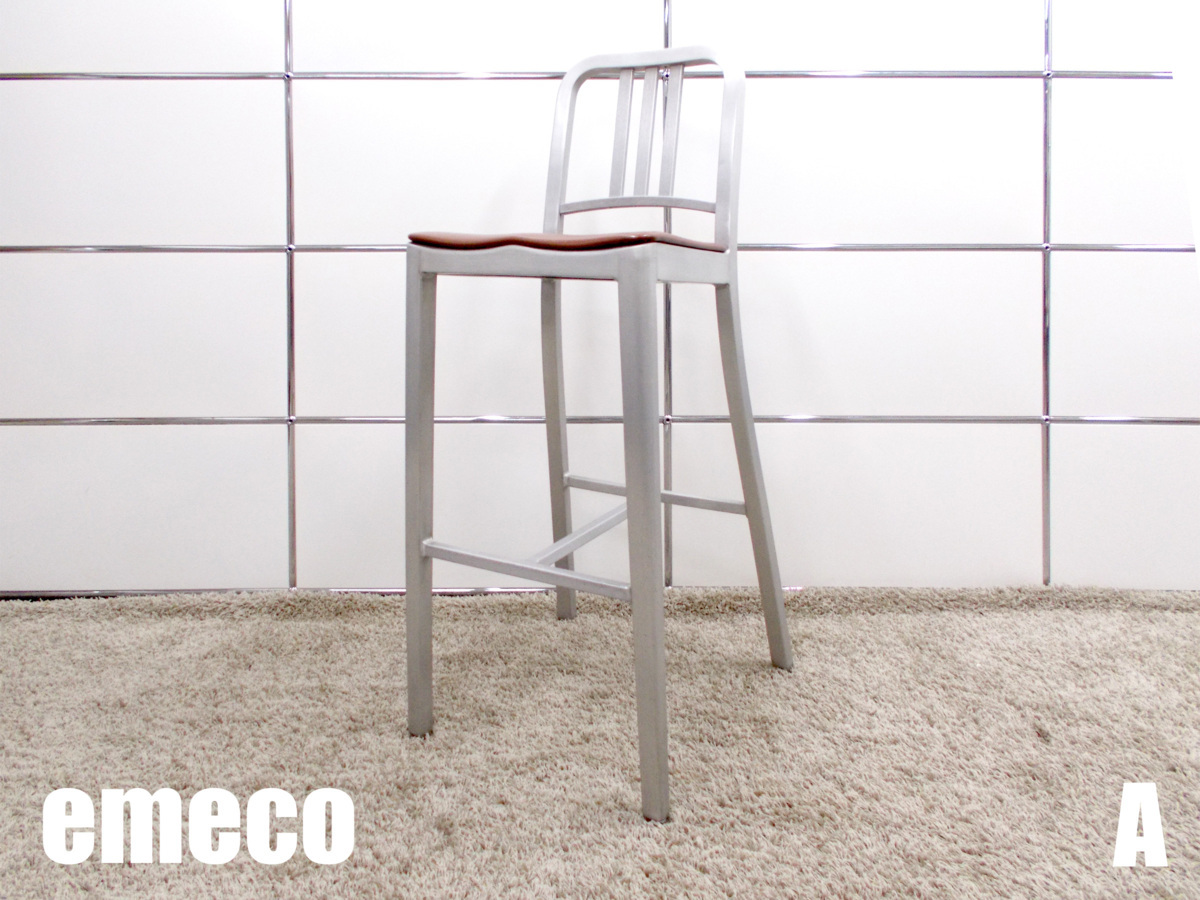 1円開始 A emeco /エメコ ネイビーチェア シートパッド付 バースツール カウンターチェア(金属製フレーム)｜売買されたオークション ...