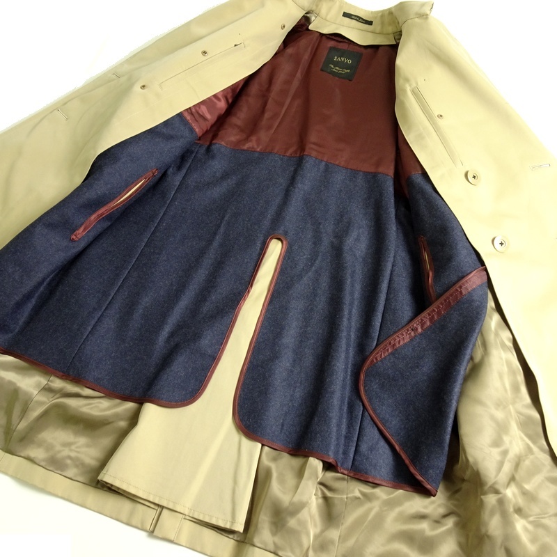 SANYO COAT サンヨー 定10.5万 日本製 J∞QUALITY 100年コート 高級エジプト綿 ライナー付 トレンチコート 48 ...