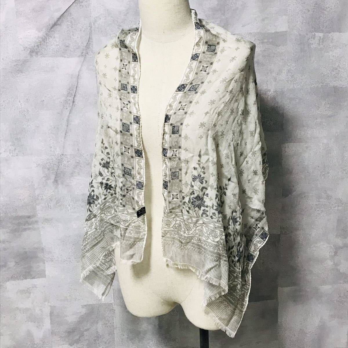 ETRO/エトロ イタリア製 大判フリンジストール 40×129cm シルク100%/シルクシフォン グレー系 総柄/ボタニカル柄/オリエンタル(ストール一般)｜売買されたオークション情報 ...