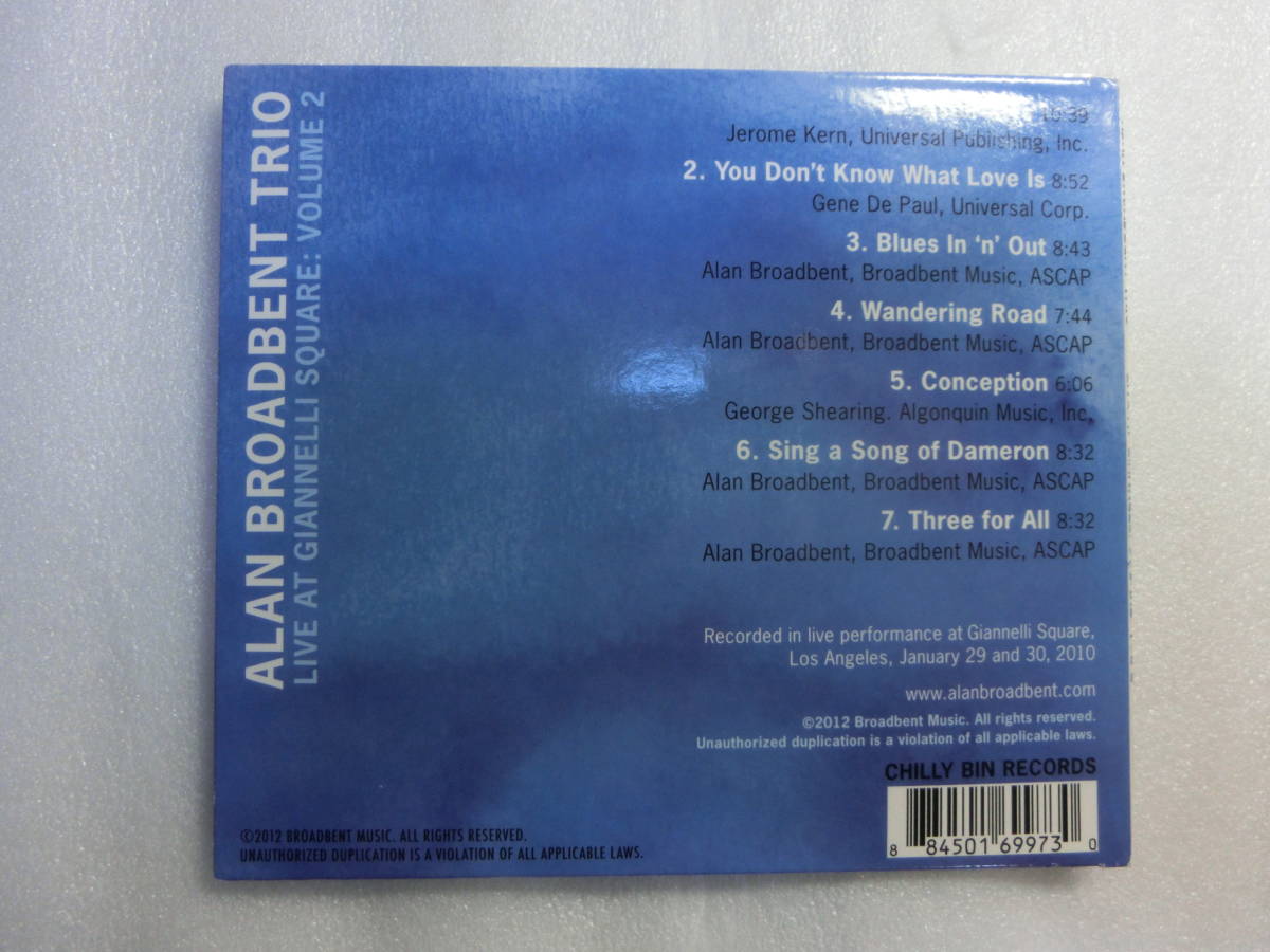 紙ジャケ Alan Broadbent / Live At Giannelli Square Vol.2 Chilly Bin Records ...