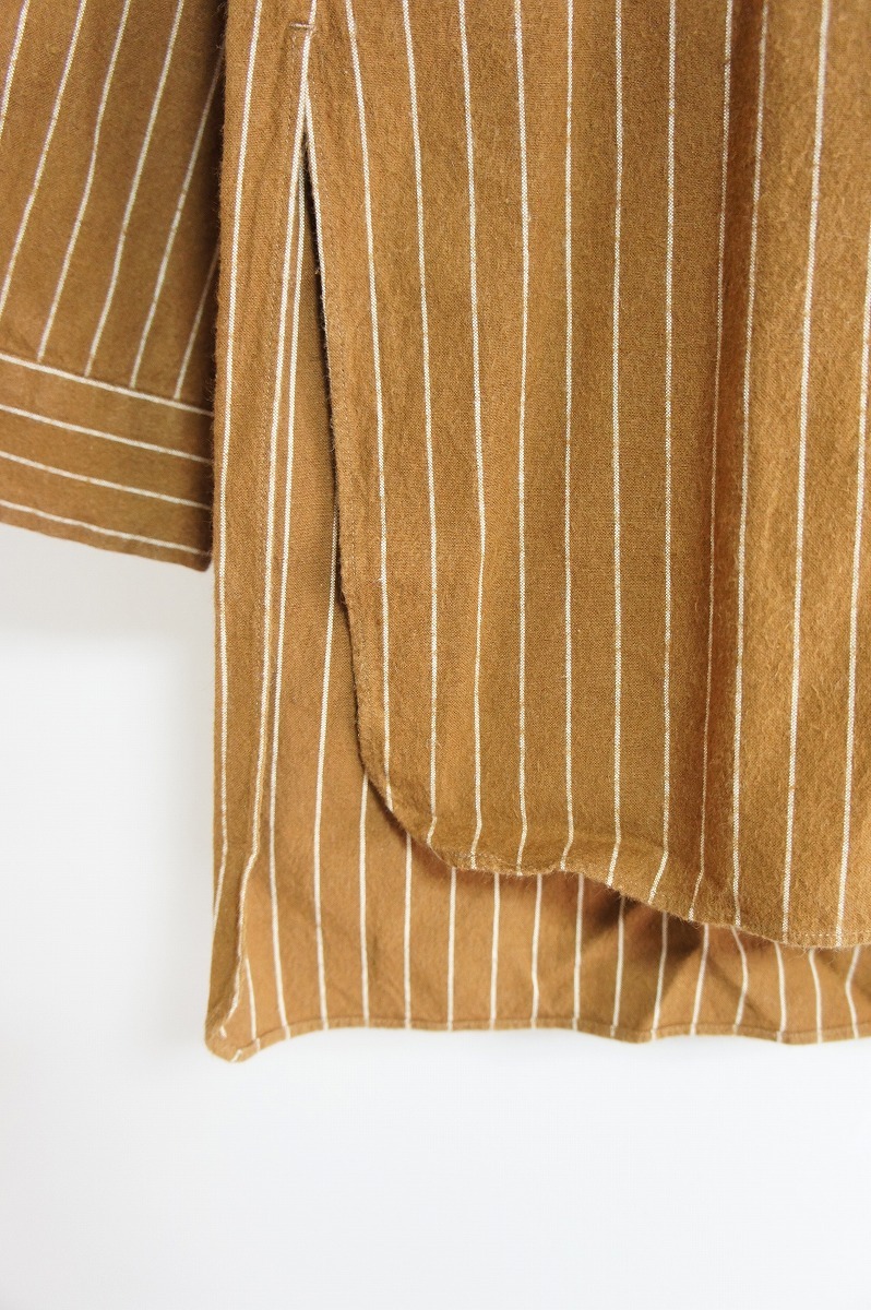 16SS YAECA WRITE ヤエカ コットン リネン 長袖 プルオーバー シャツ ストライプ 161012 茶921K(男性用)｜売買さ ...