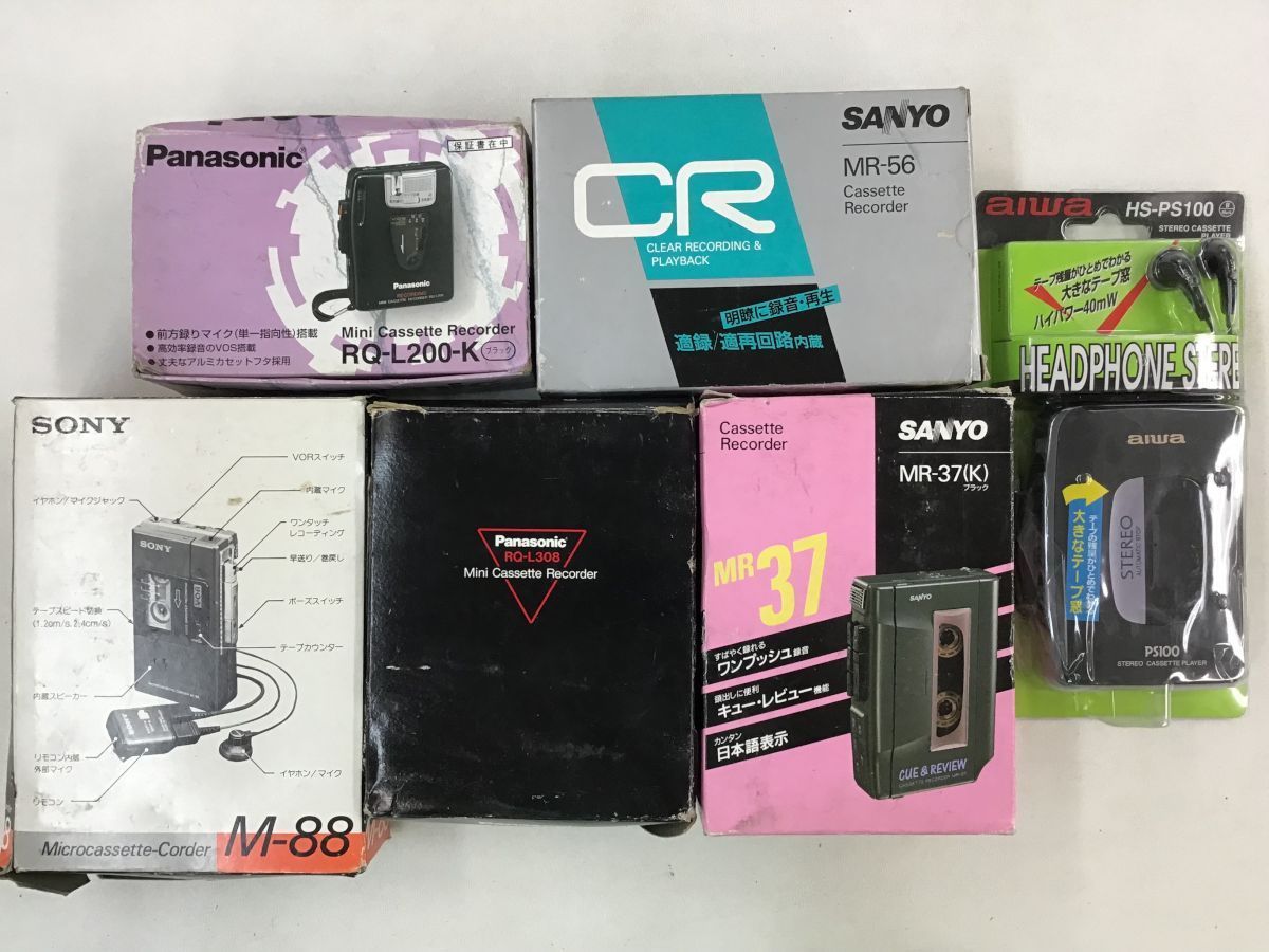 AIWA PS100 SONY M-88 Panasonic RQ-L308 RQ-L200-K 他 ポータブルカセットプレーヤー 6点セット ...