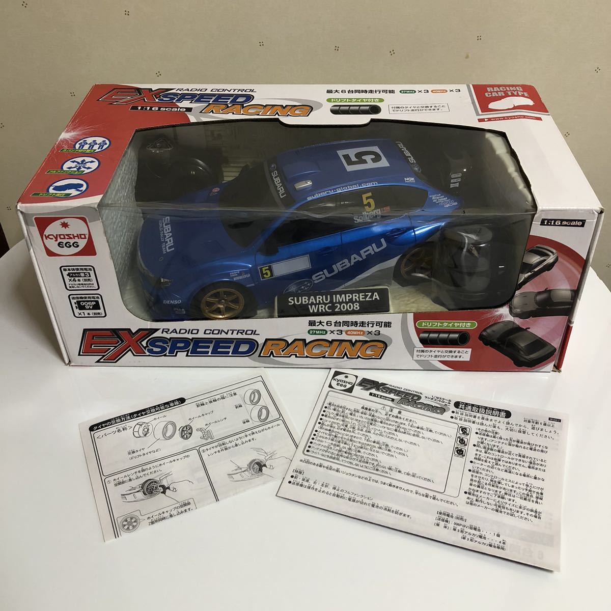 KYOSHO EGG EX SPEED RACING 1:16 ドリフトタイヤ付き SUBARU IMPREZA WRC 2008 27MHz ...